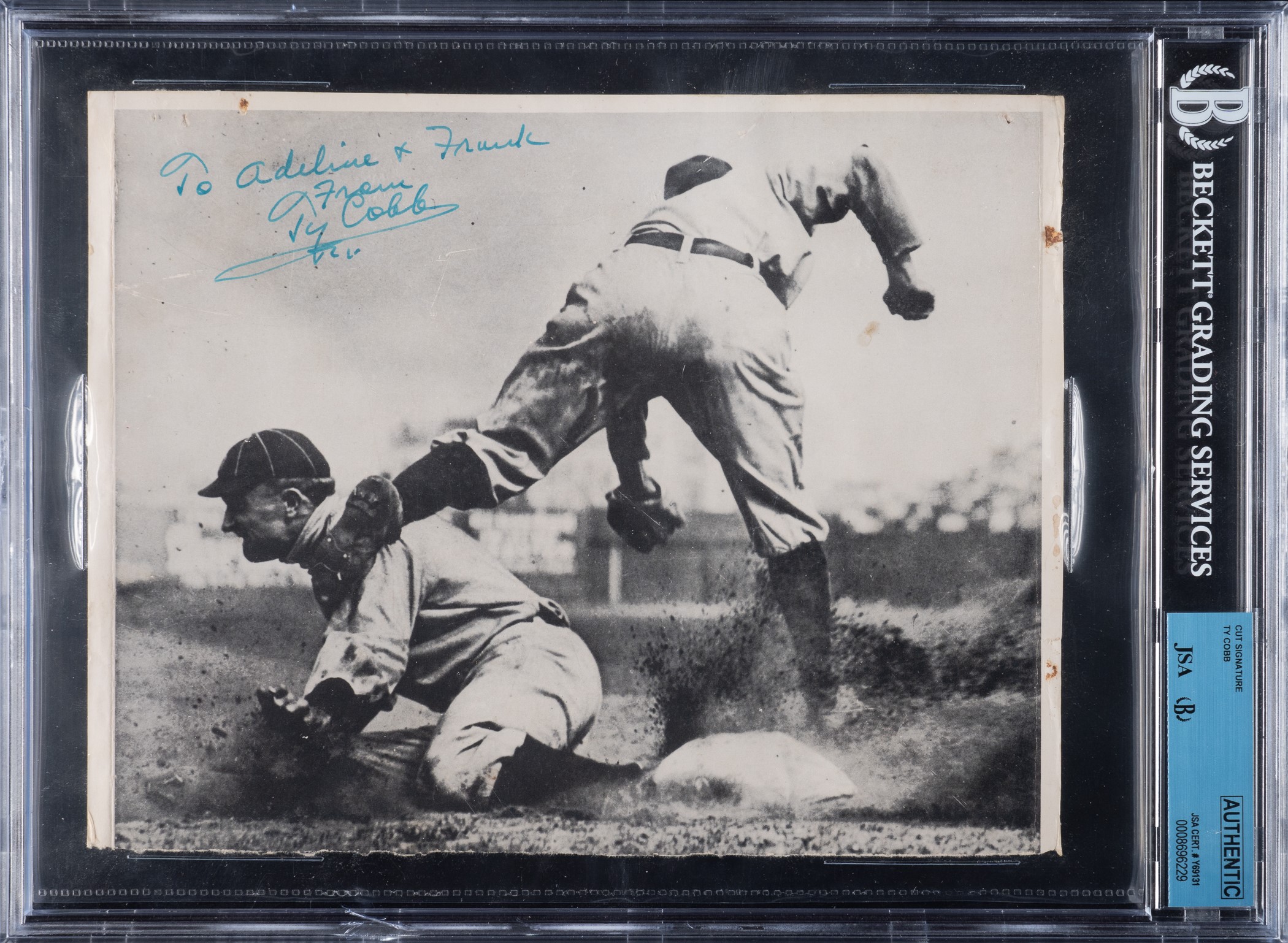 Ty Cobb Signed Photograph - Famous Conlon "Sliding into Third" Photo ...
