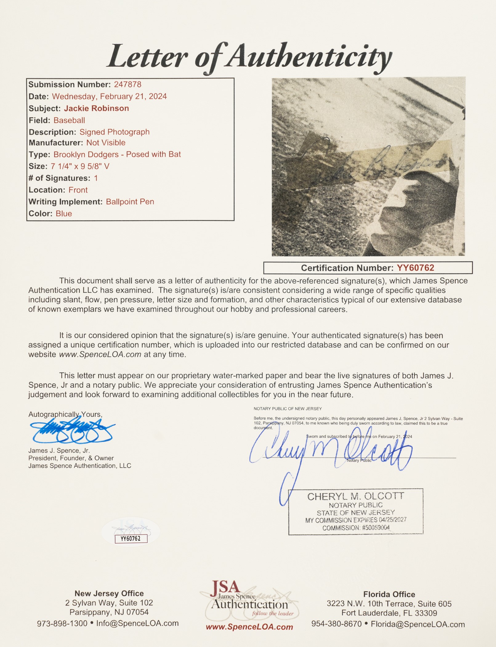 Jackie Robinson Signed Magazine Photograph - JSA | REA Archive