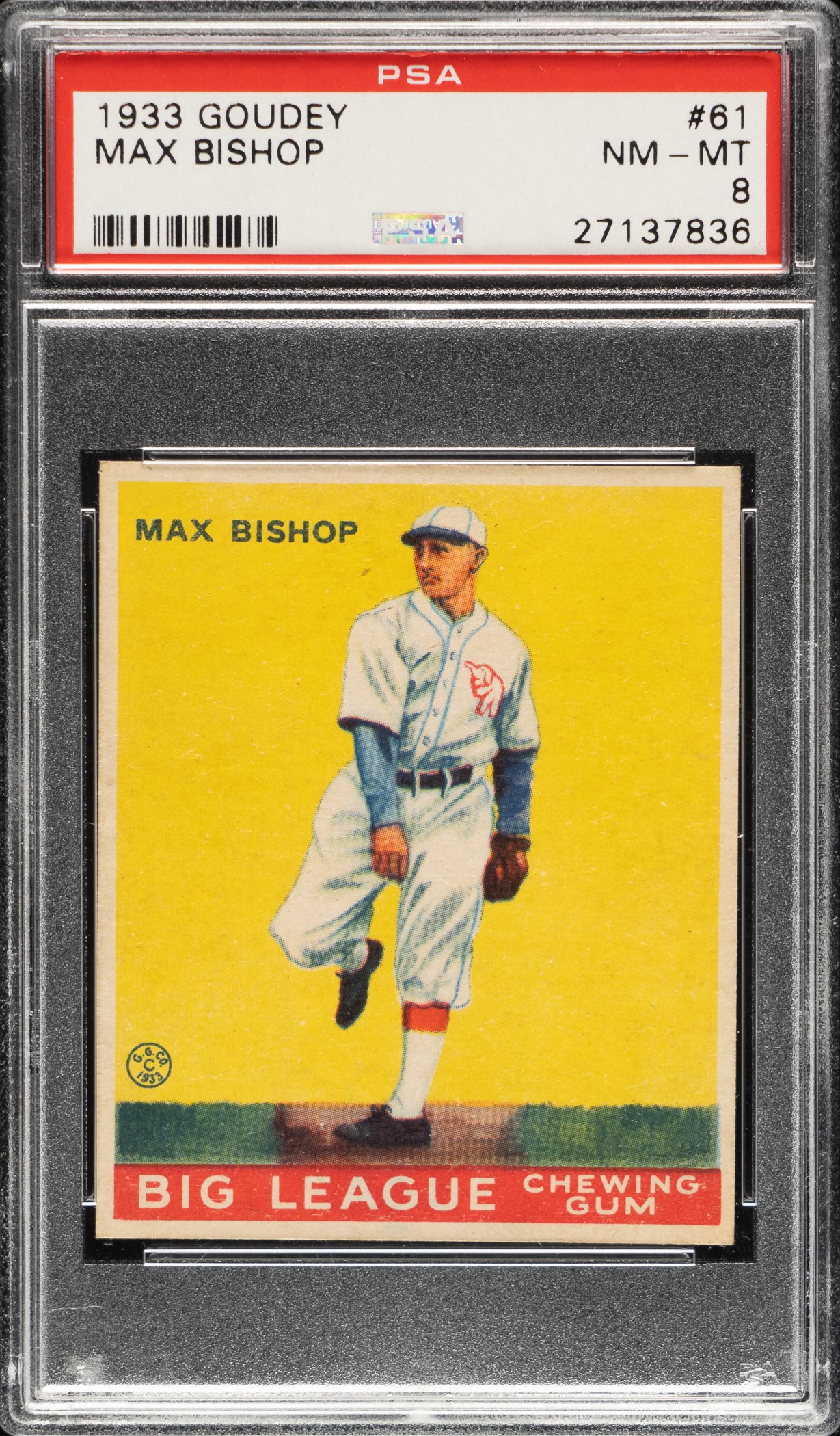 1933 R319 Goudey #61 Max Bishop PSA NM-MT 8 | REA Archive