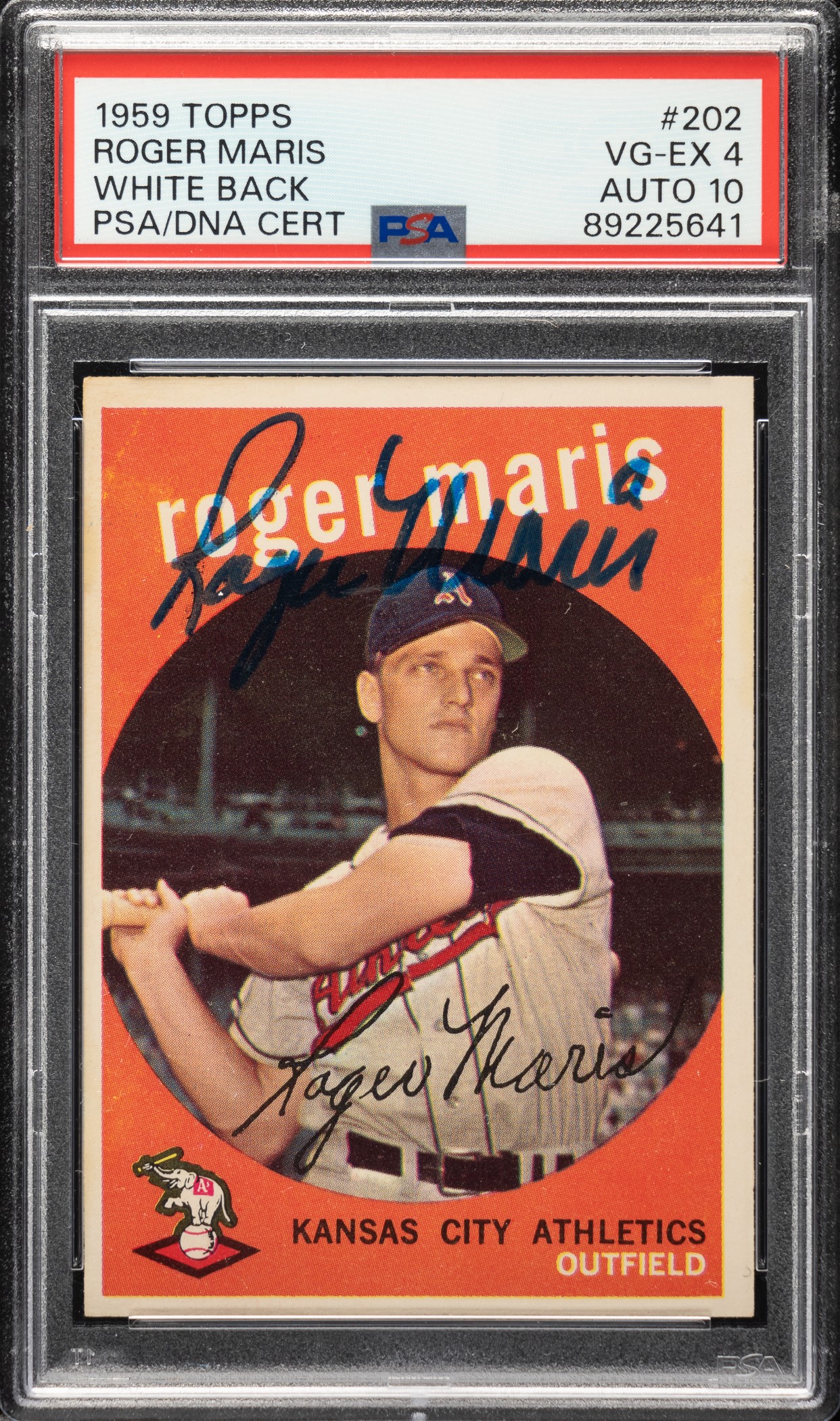 Signed 1959 Topps #202 Roger Maris PSA VG-EX 4 with GEM MINT 10 ...