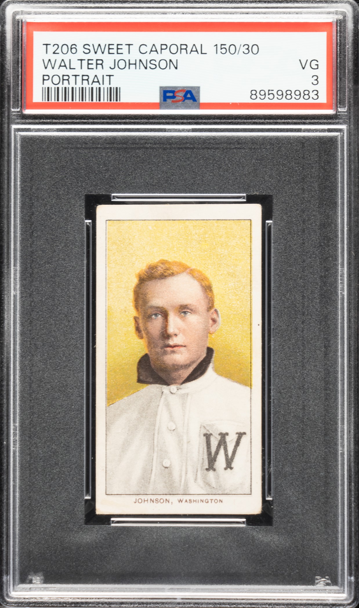 1909-1911 T206 White Border Walter Johnson Portrait PSA VG 3 | REA Archive