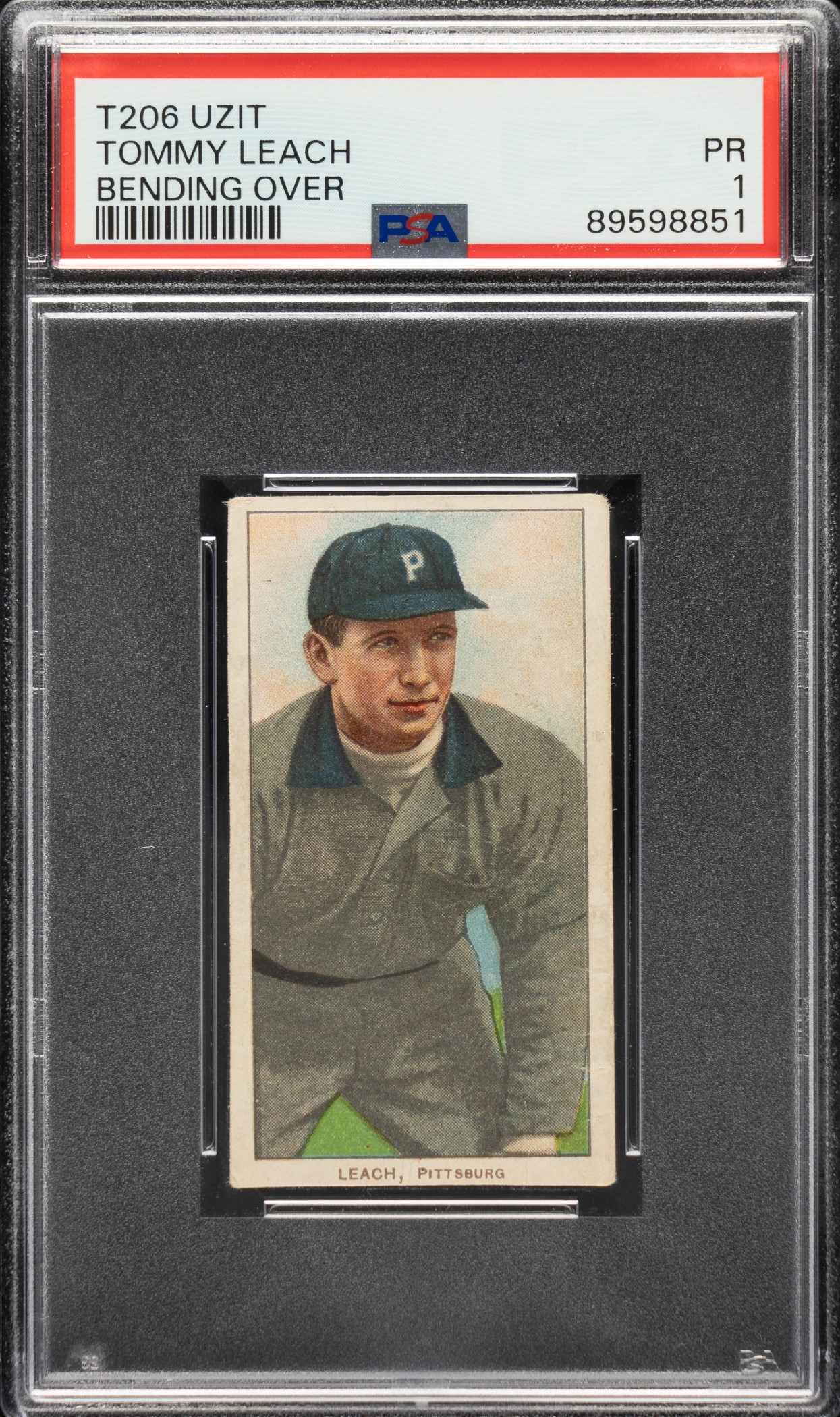 1909-1911 T206 White Border Tommy Leach Bending Over PSA POOR 1 - Uzit Back | REA Archive