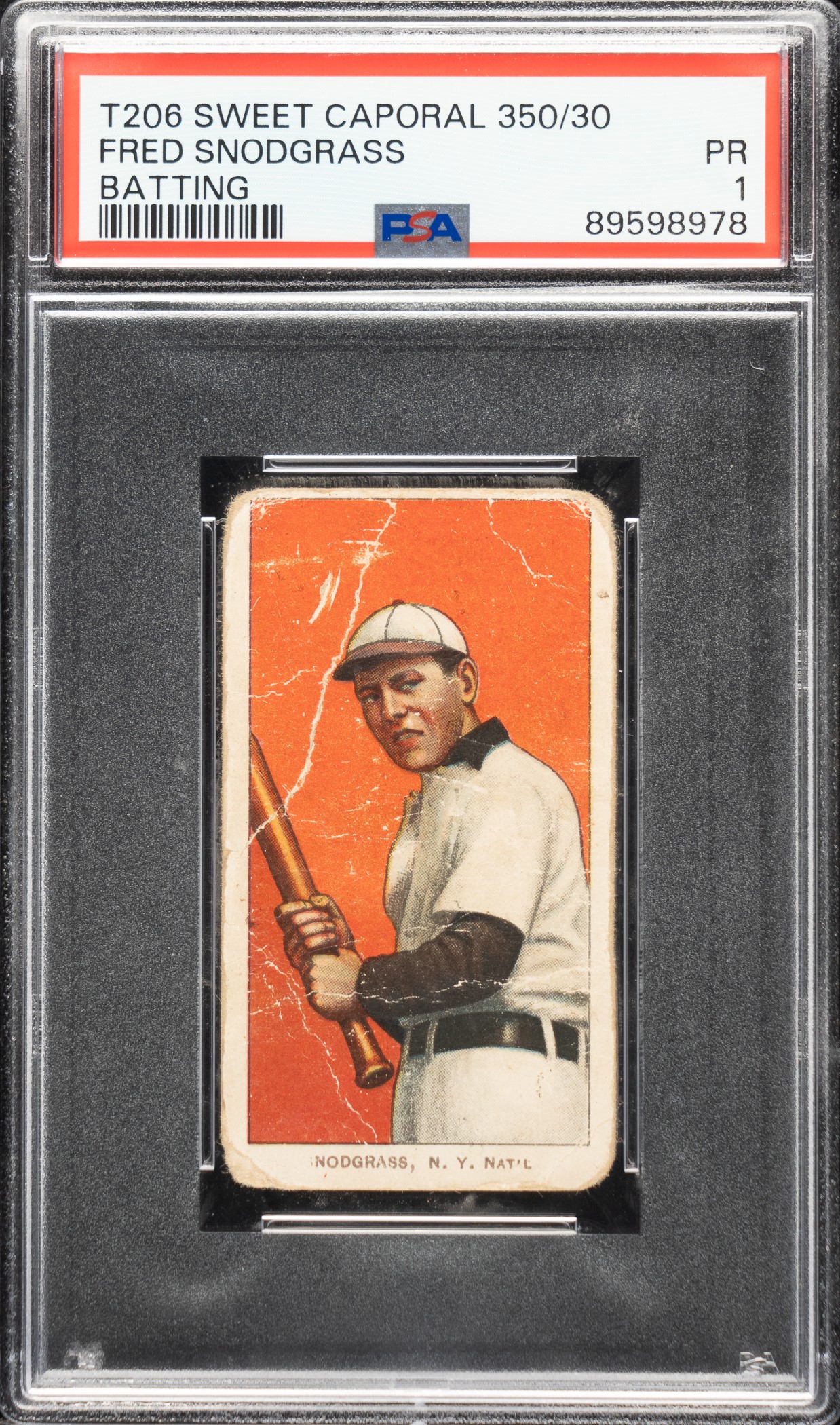 1909-1911 T206 White Border Fred Snodgrass Batting PSA POOR 1 - Rare ...