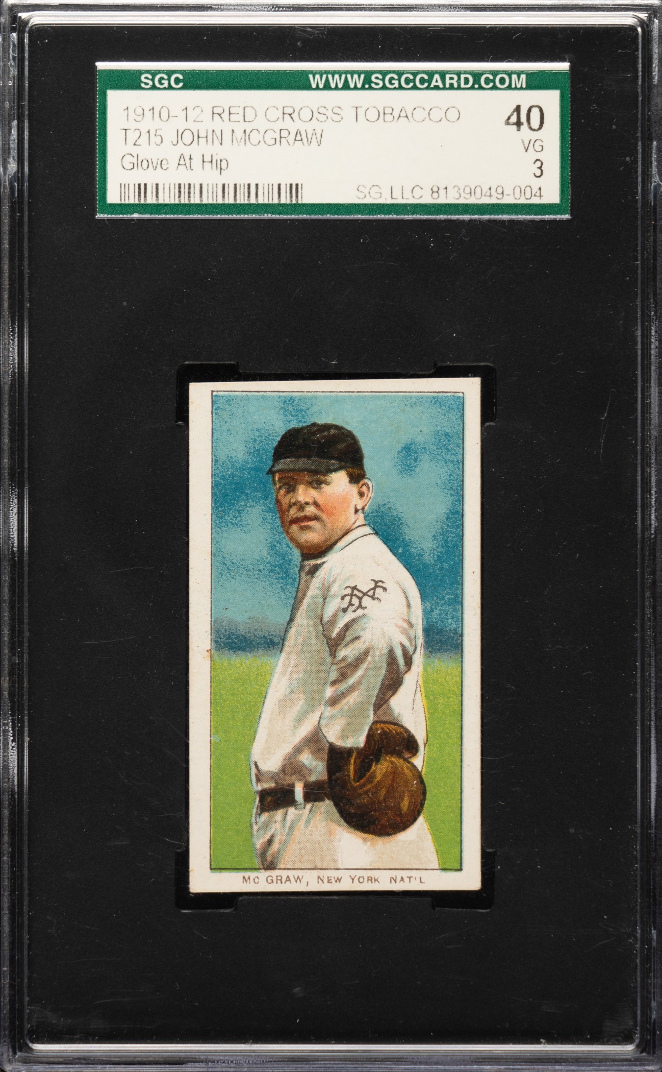 1910-1912 T215 Red Cross Tobacco (Type 1) John McGraw Glove at Hip SGC ...