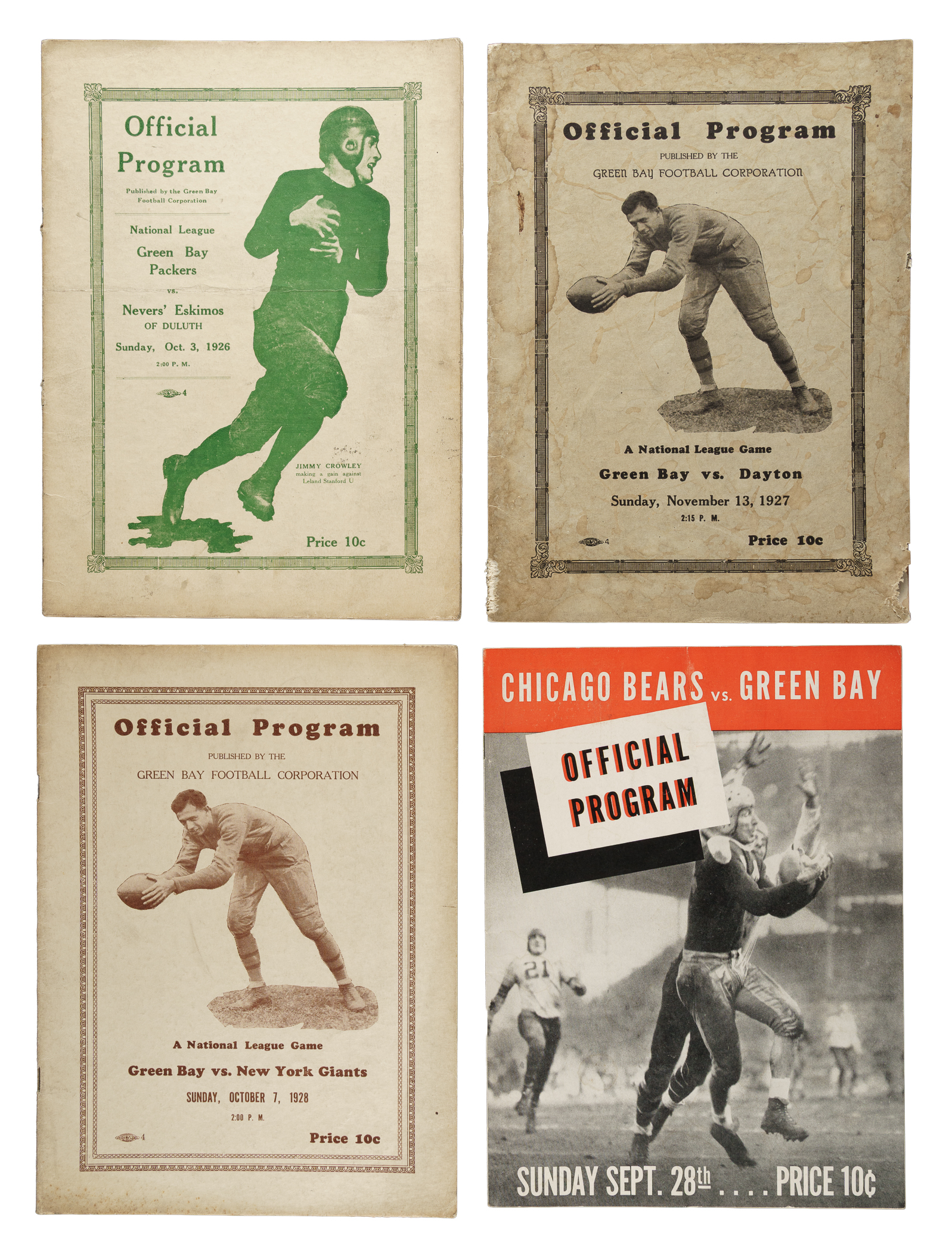 1926 to 1961 Green Bay Packers Program Collection Including 1961 NFL ...