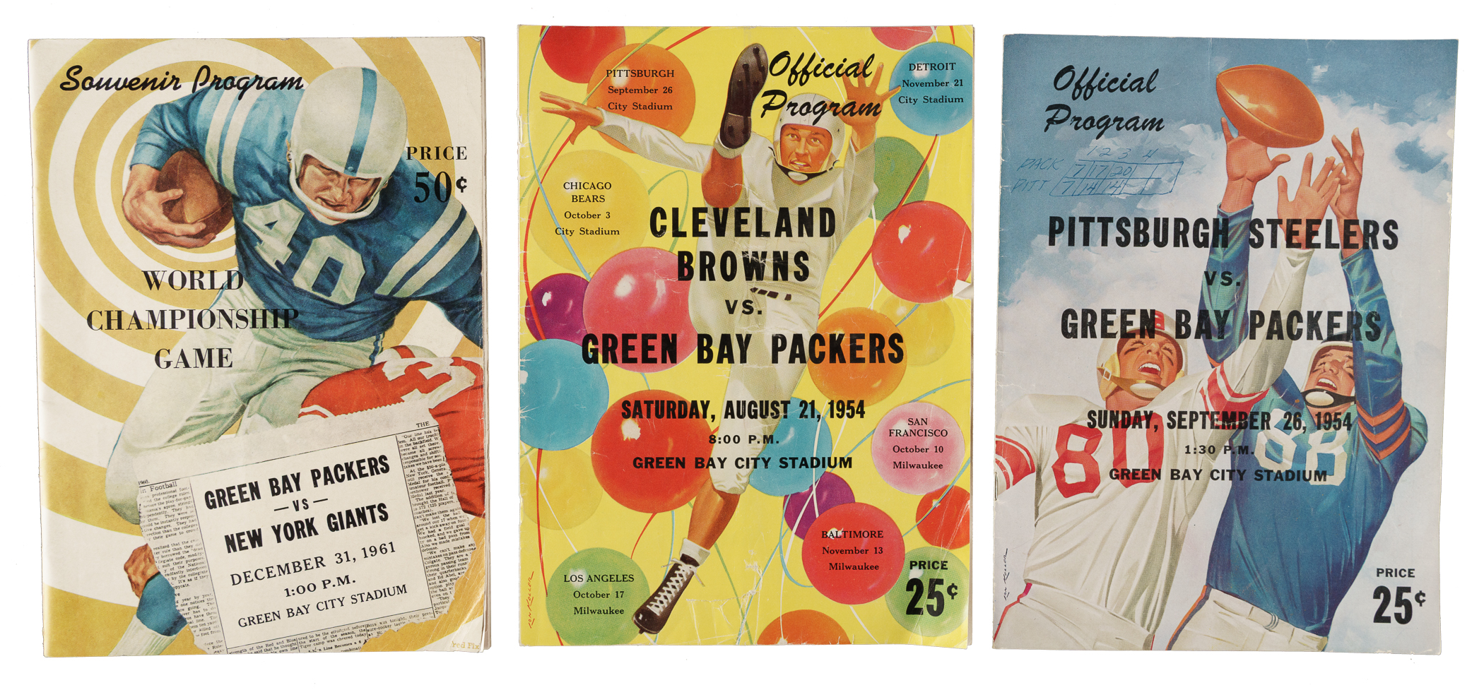 1926 to 1961 Green Bay Packers Program Collection Including 1961 NFL ...