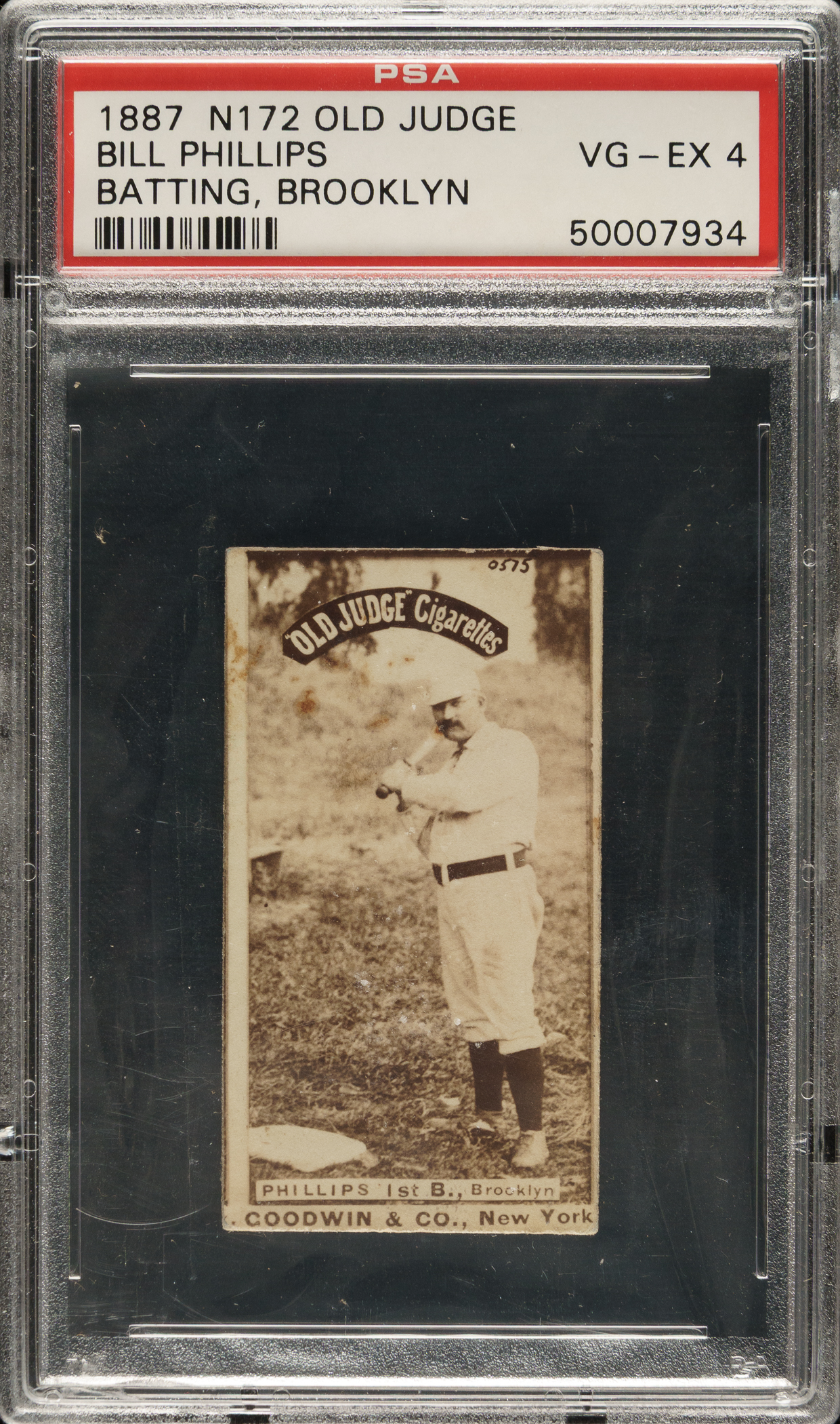 1887 N172 Old Judge William Phillips PSA VG-EX 4 - Outdoor Pose! | REA ...