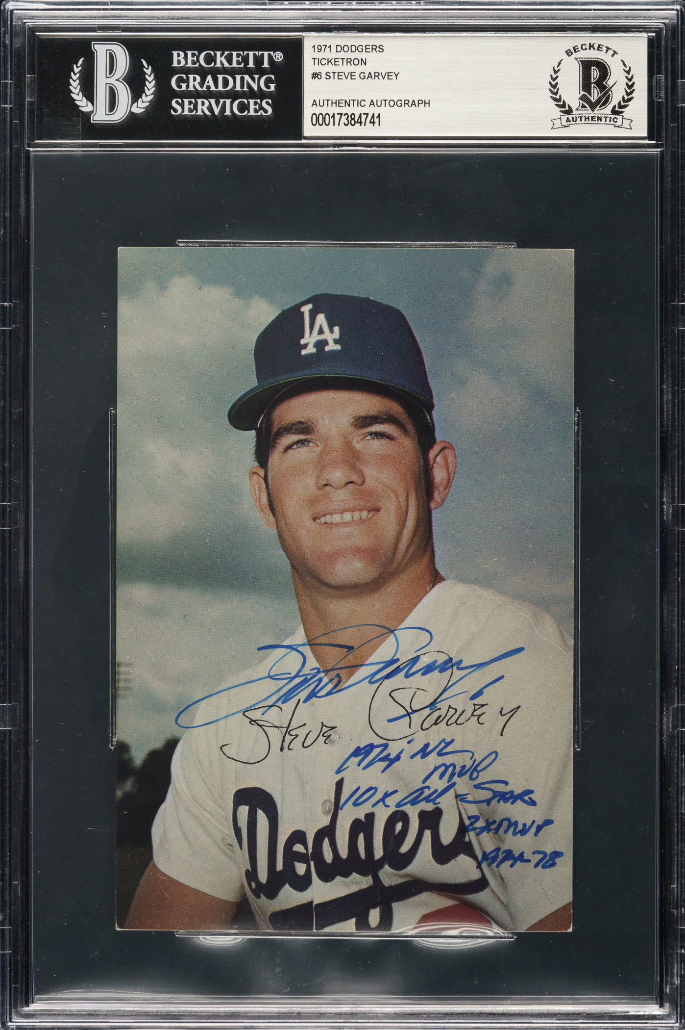 Signed 1971 Ticketron Los Angeles Dodgers #6 Steve Garvey - Beckett ...