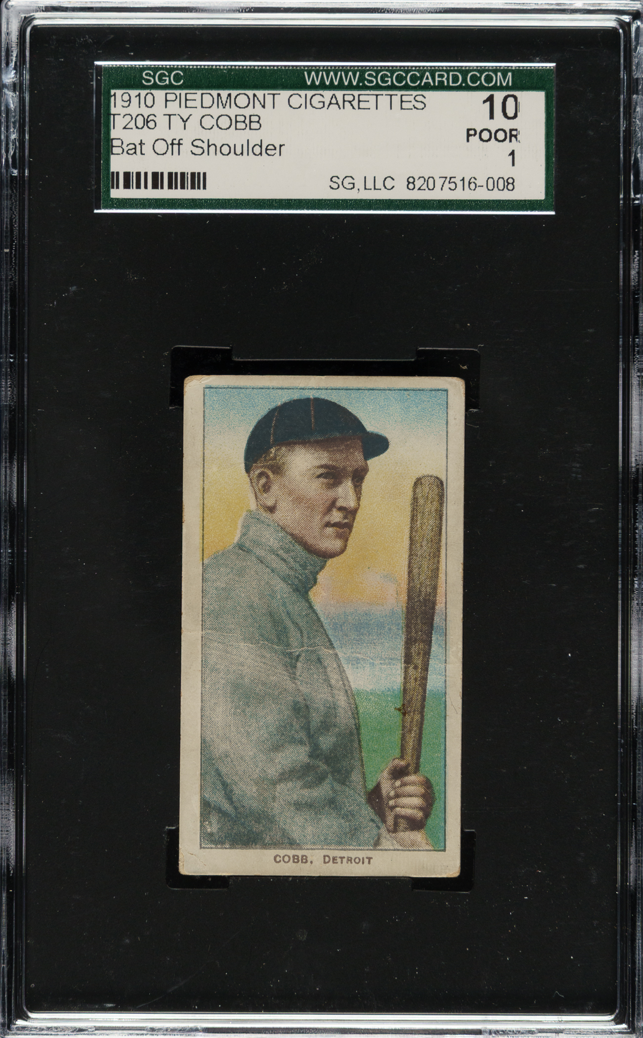 1909-1911 T206 White Border Ty Cobb Bat Off Shoulder SGC POOR 10 | REA Archive