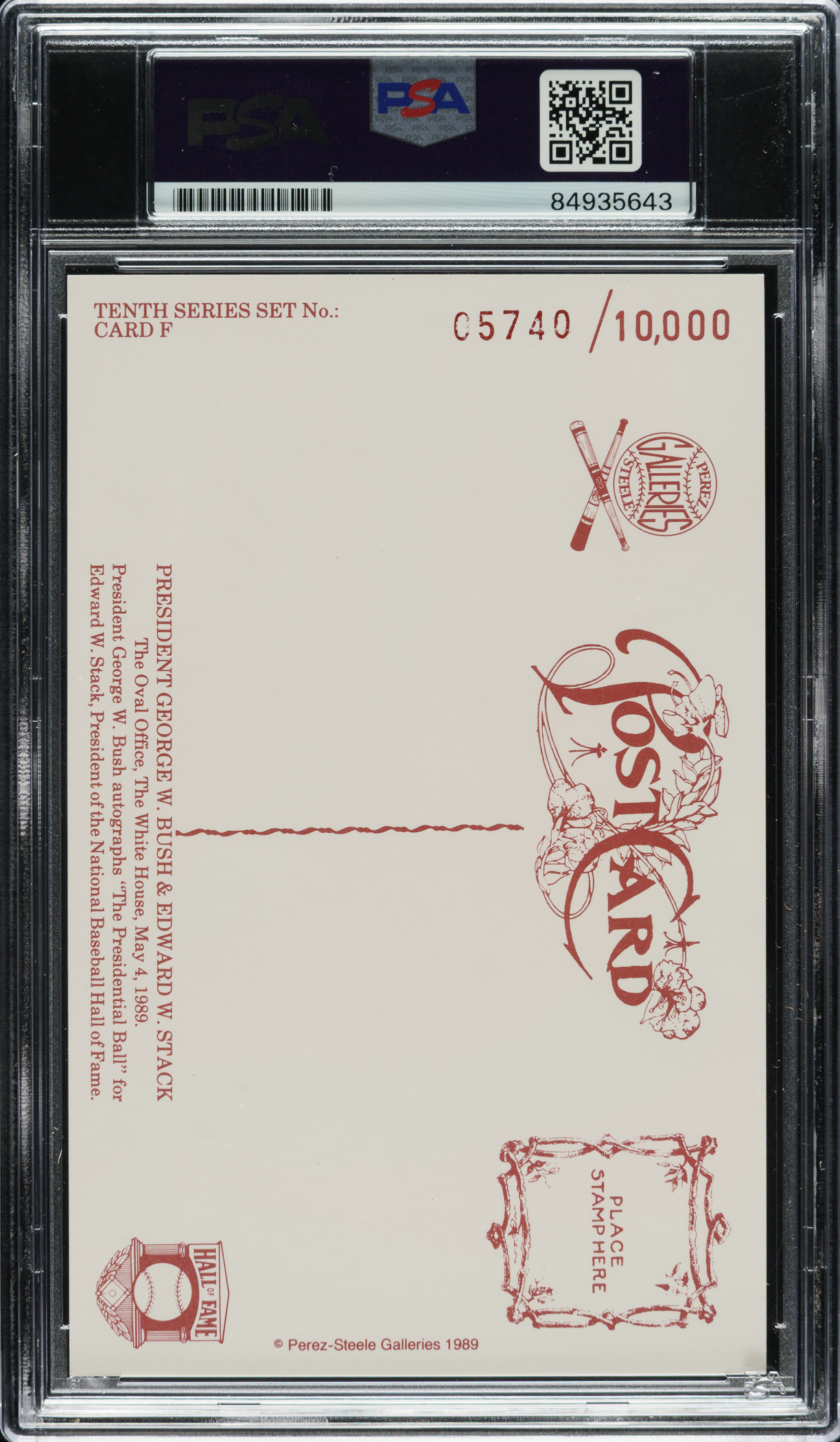 Signed 1989 Perez-Steele Hall of Fame Postcard George H. W. Bush PSA ...