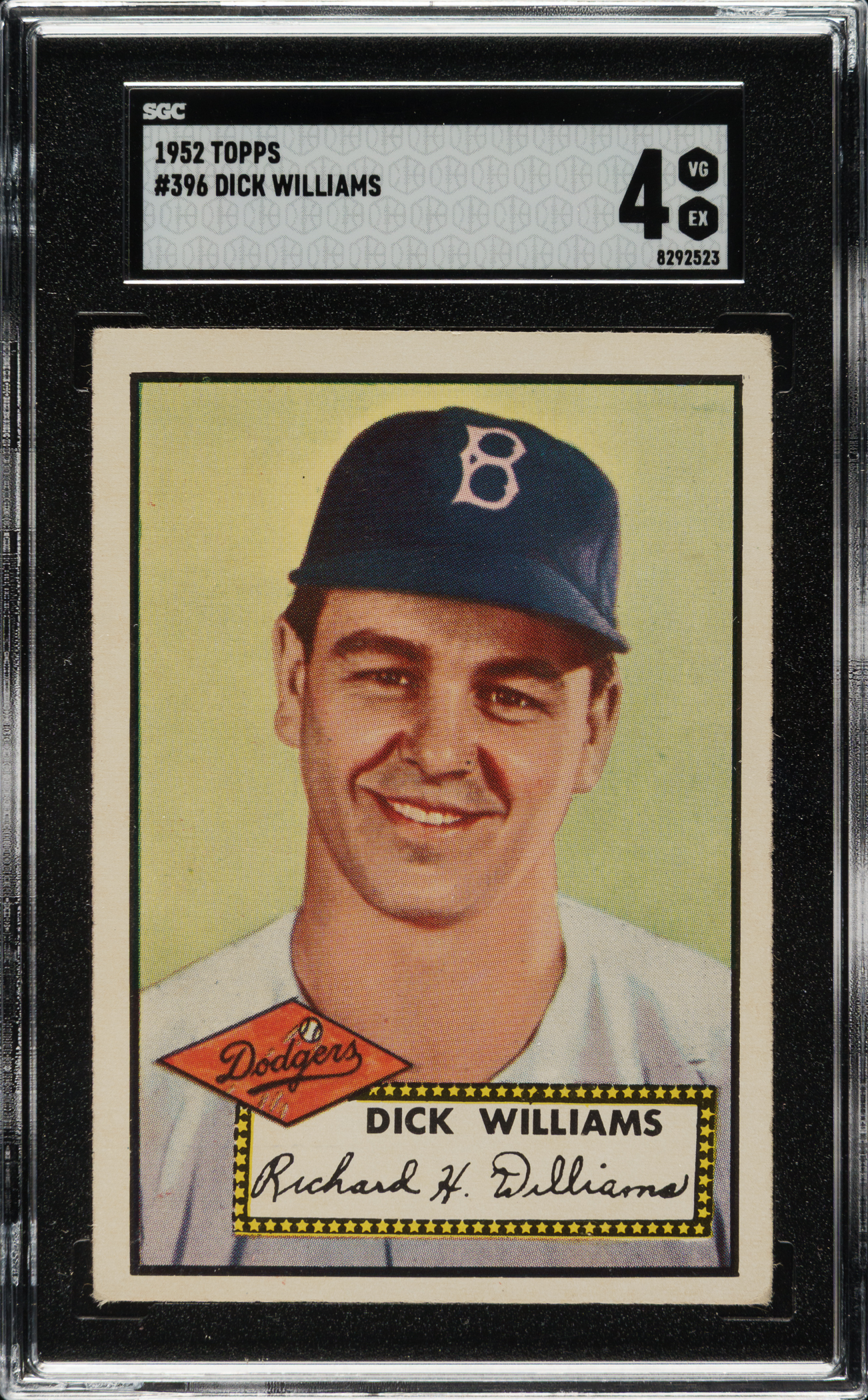 1952 Topps #396 Dick Williams Rookie High Number SGC VG/EX 4 | REA Archive
