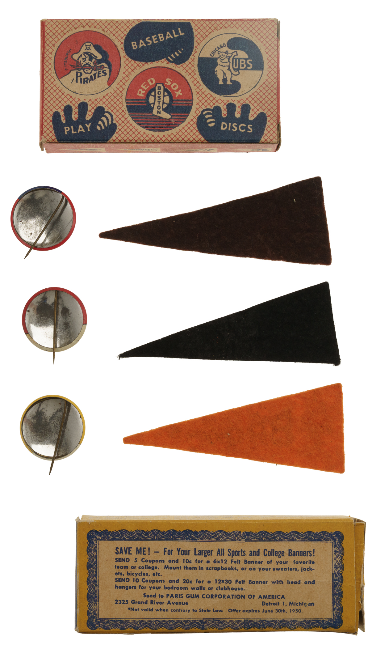 1950 F150 American Nut & Chocolate Pennants and Pins Collection (19 ...