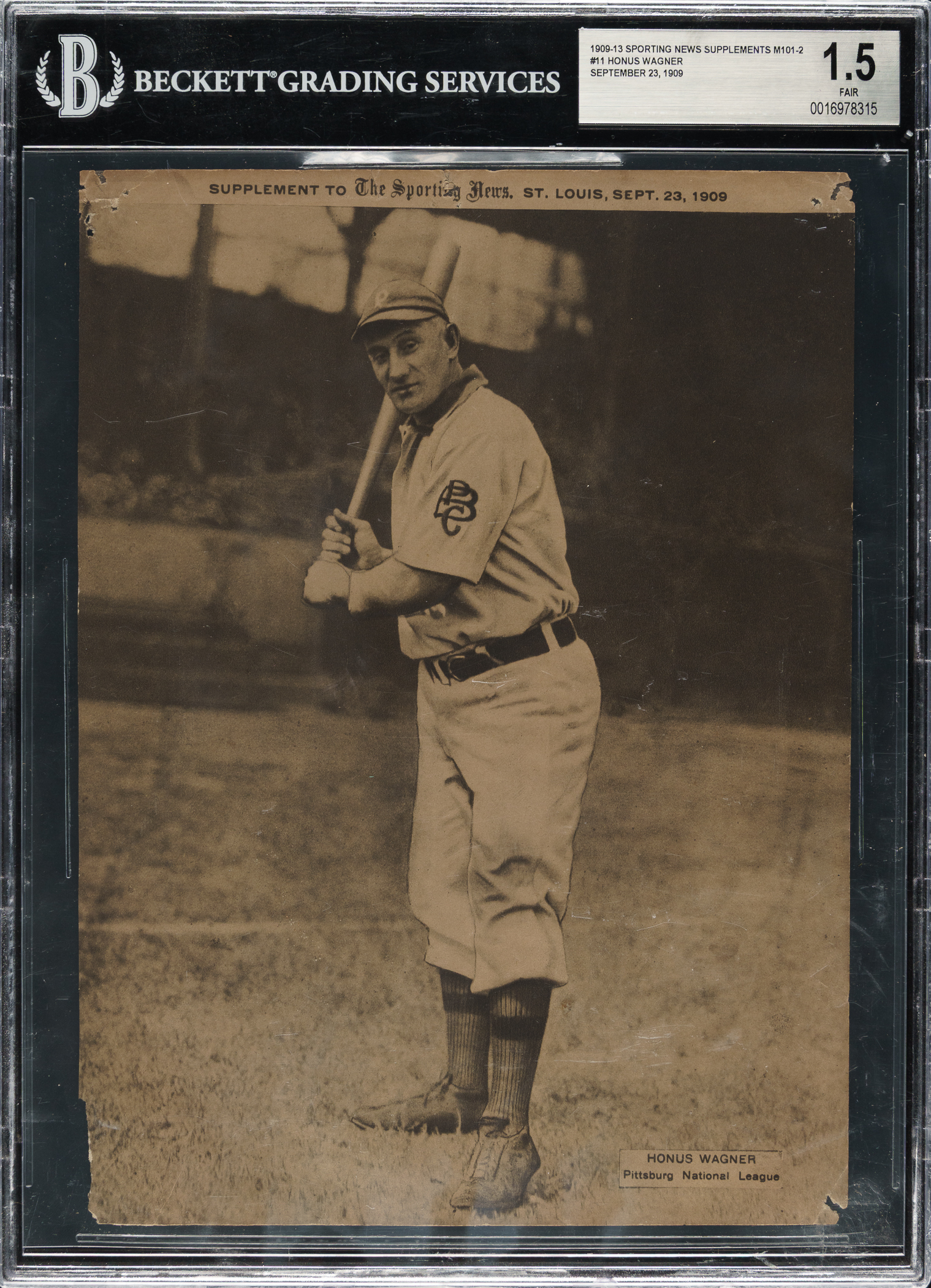 1909-1913 M101-2 Sporting News Supplements Honus Wagner BGS FAIR 1.5 | REA Archive