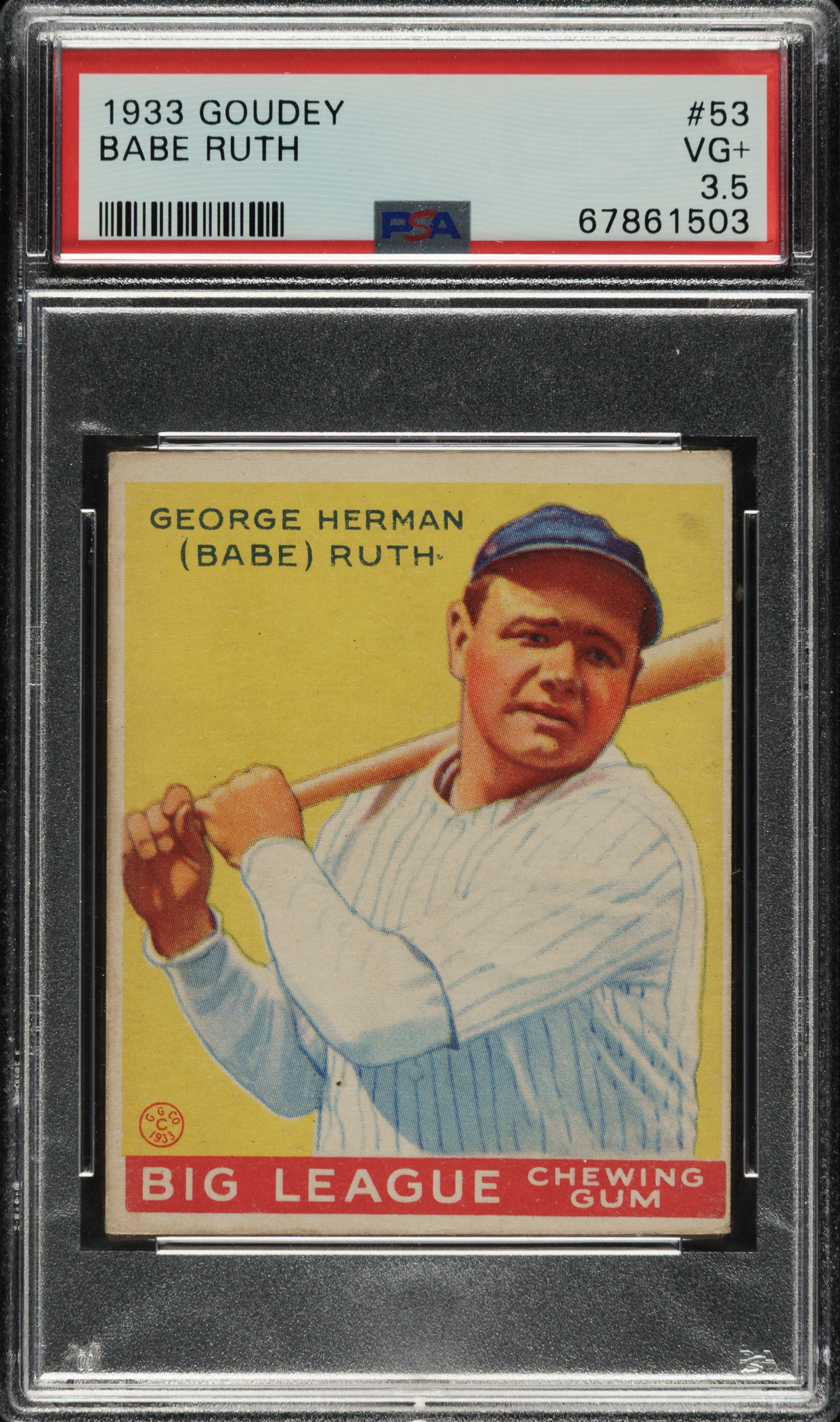 1933 R319 Goudey #53 Babe Ruth PSA VG+ 3.5 | REA Archive