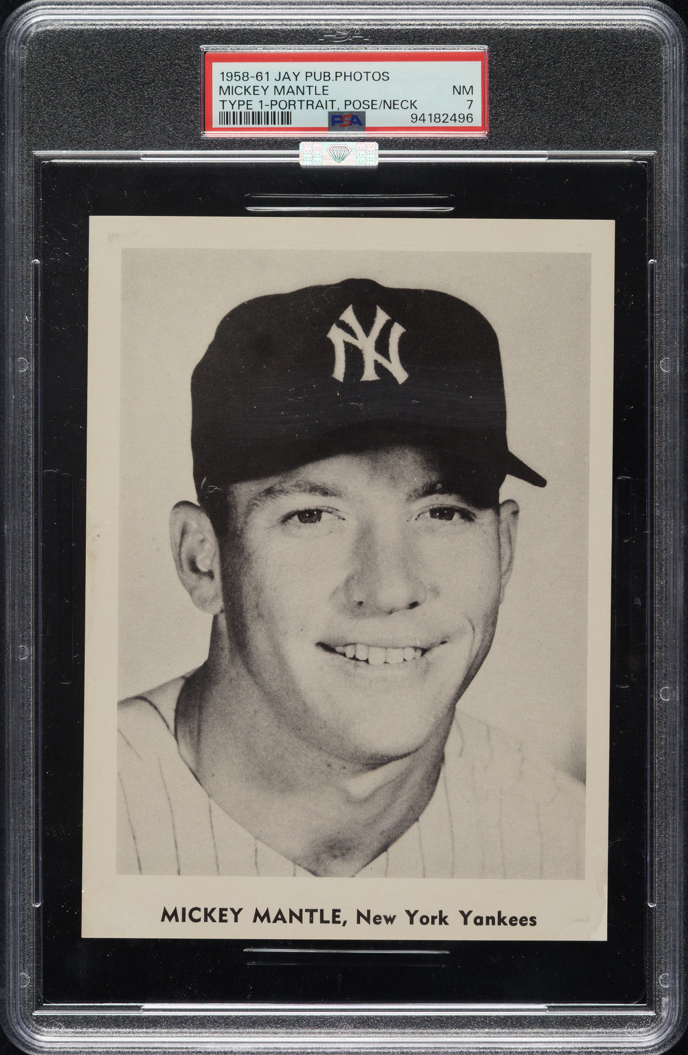 1958-1961 Jay Publishing "Picture Pack" Mickey Mantle Portrait Type 1 ...