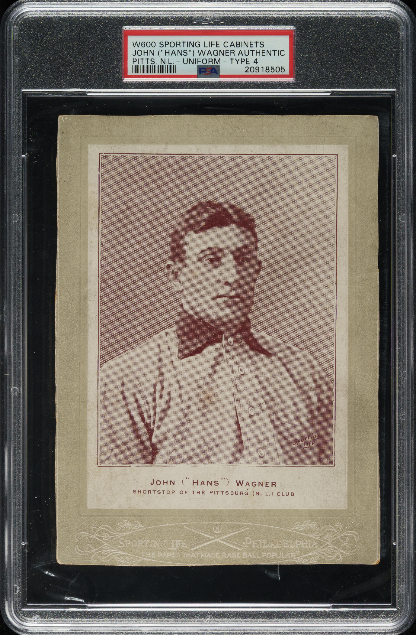 1902-1911 W600 Sporting Life Cabinet Honus Wagner (Uniform - Type 4 ...