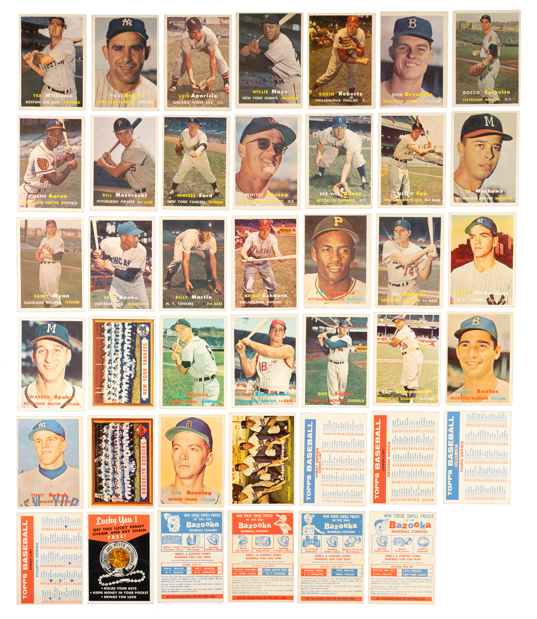 1957 Topps Complete Set (407) Plus Four Checklist, Four Contest Cards ...