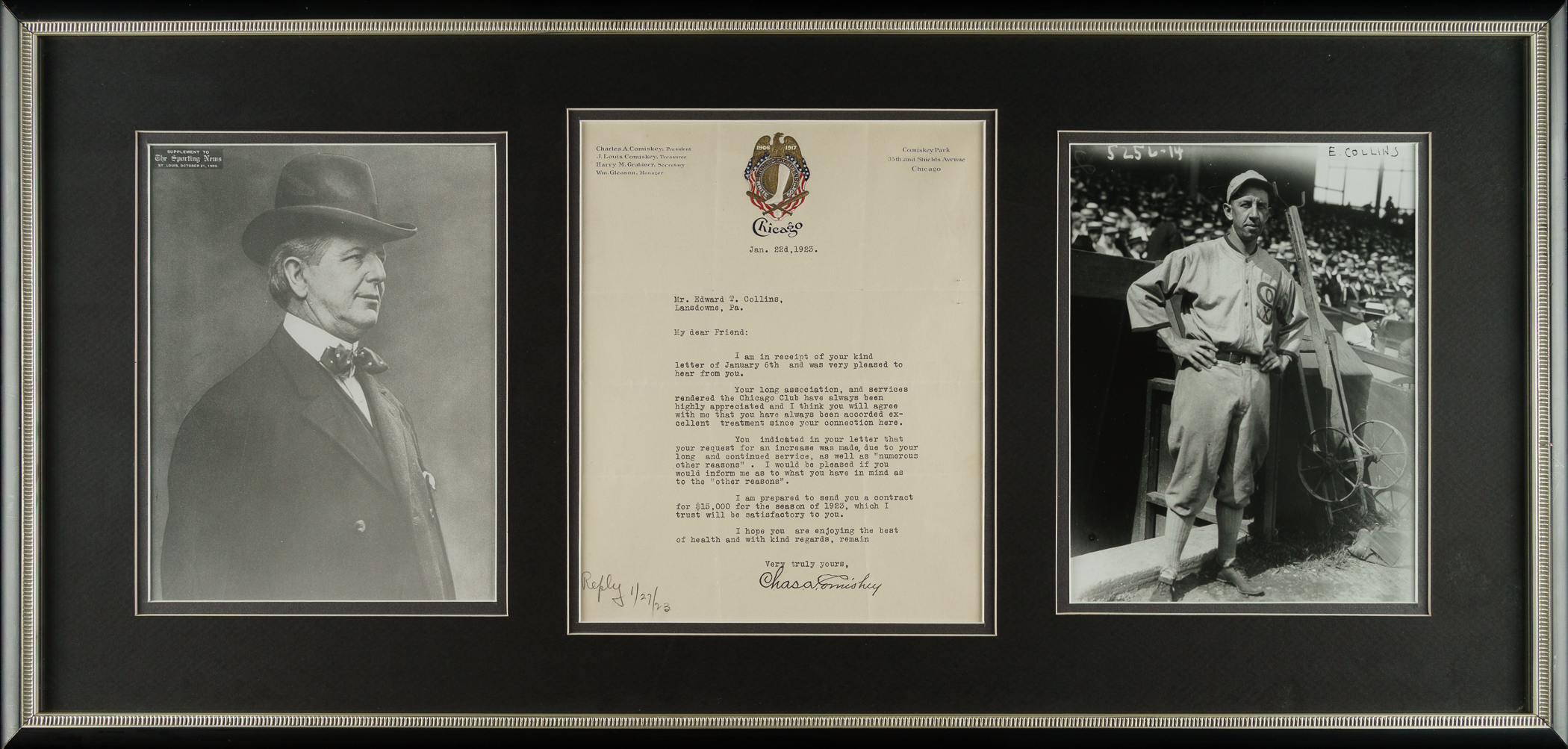 1923 Charles Comiskey Signed Letter to Eddie Collins with Exceptional ...