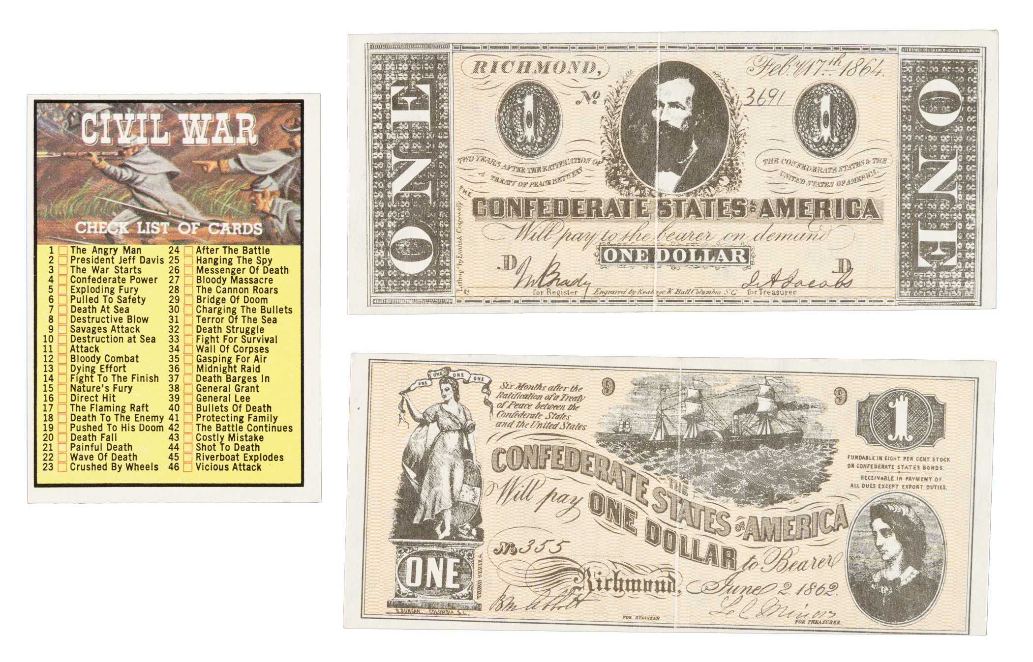 1962 Topps "Civil War News" Complete Set (88) Including Unmarked ...